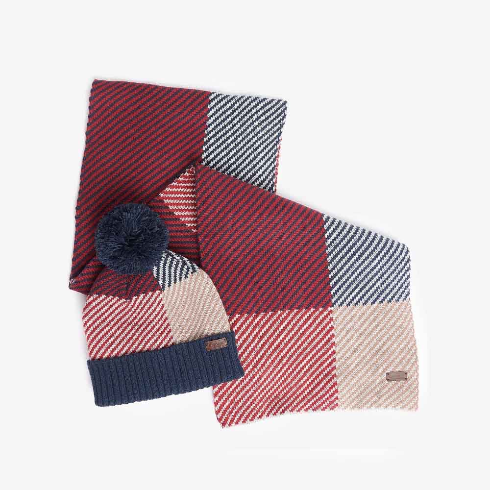 Barbour Finn Beanie & Scarf Gift Set Cranberry | Wadswick