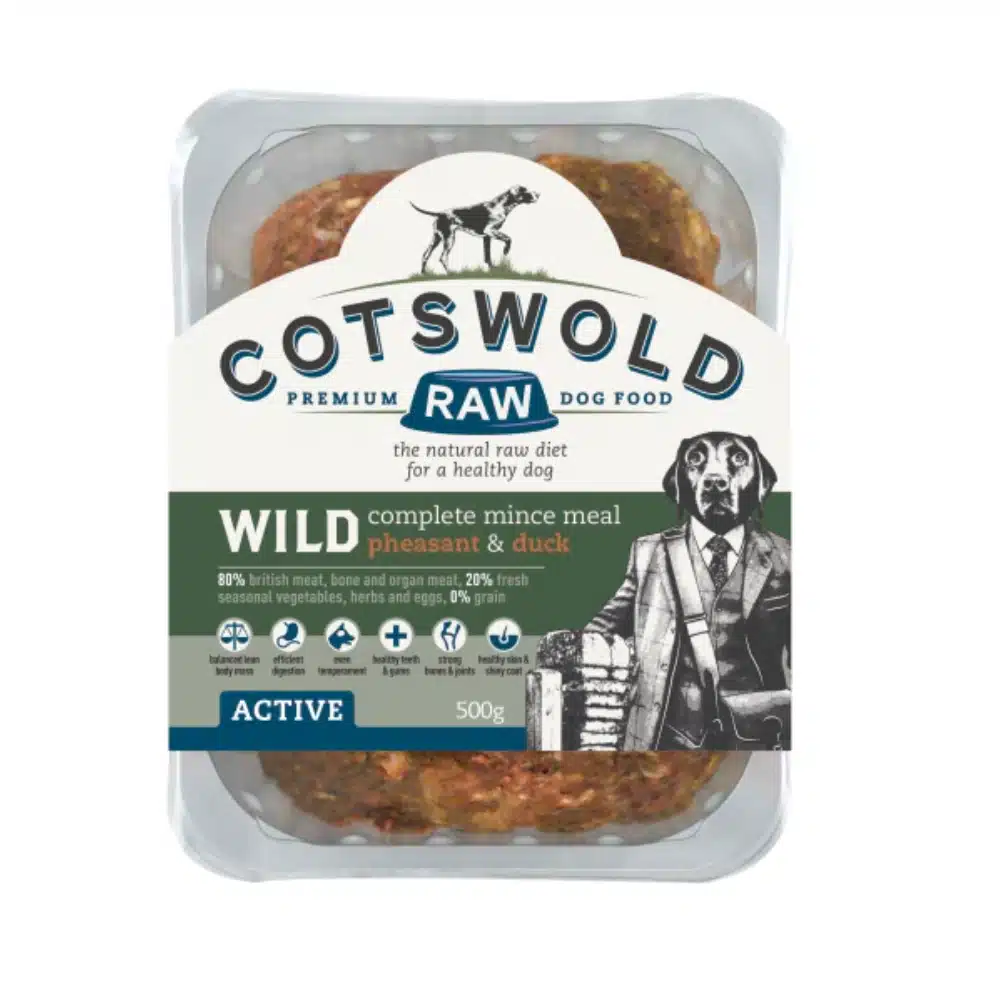 Cotswold 80 20 Active Mince Wild Pheasant & Duck Raw Dog Food 1kg