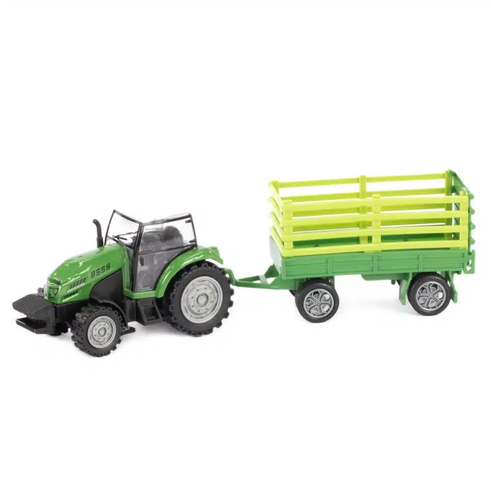 Keycraft Diecast Pullback Tractor with Trailer