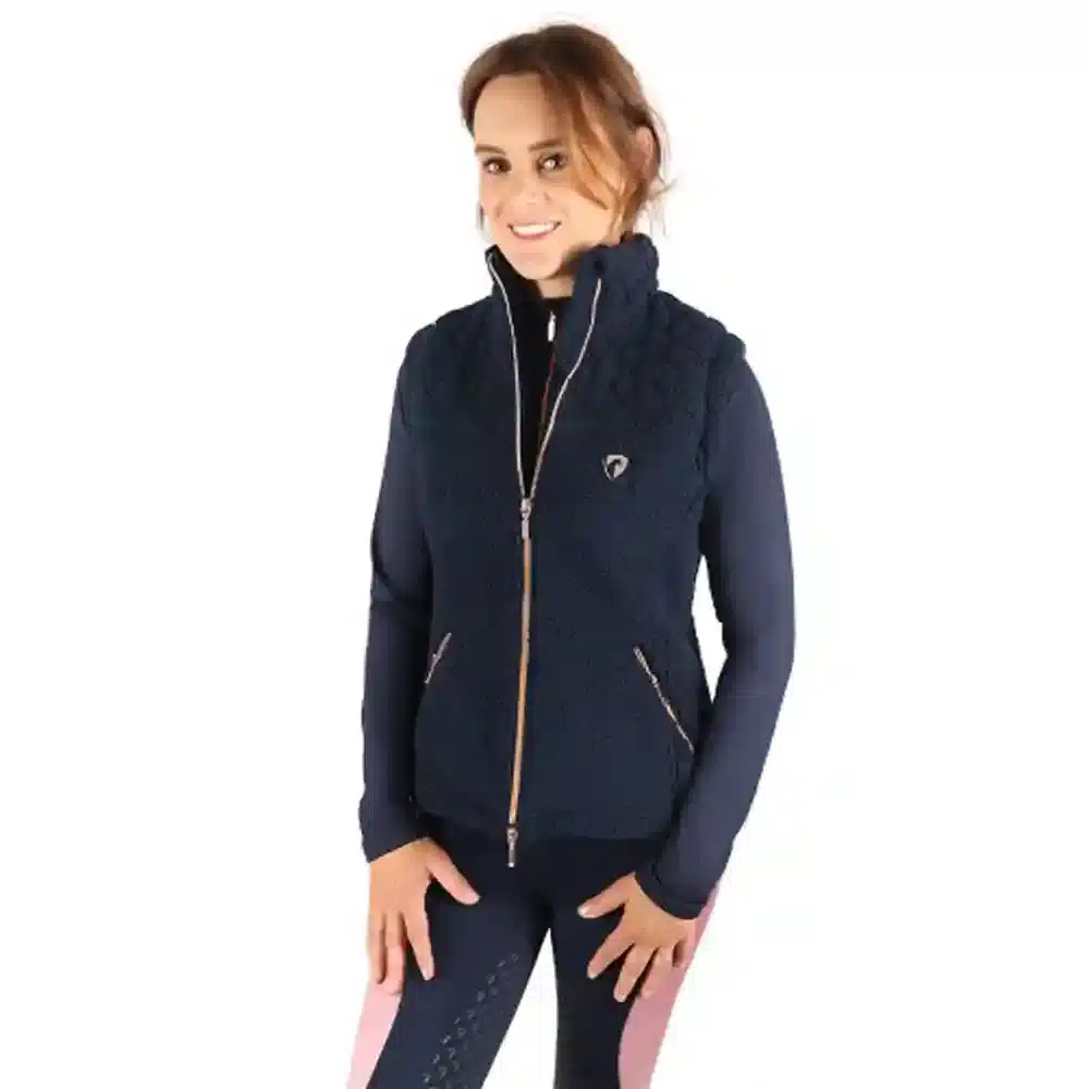 Hy Equestrian Ladies Elevate Teddy Fleece Gilet Navy