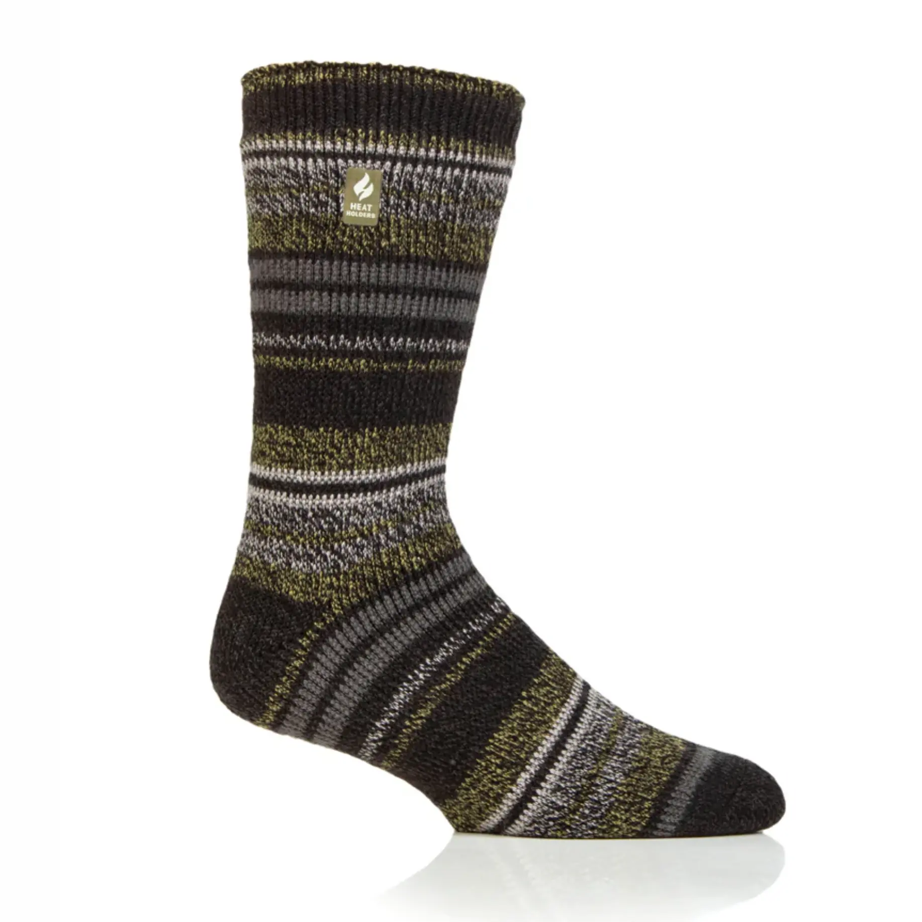 Heat Holders Mens Original Bari Multi Stripe Socks Olive